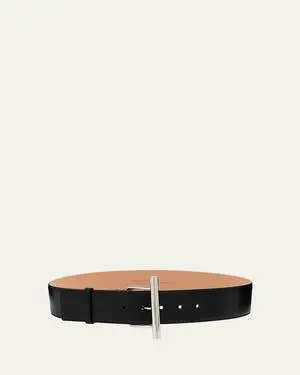 Alexander McQueen McQueen Silvertone Cross-Bar Leather Wide Sling Belt Black