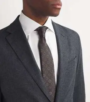 Giorgio Armani Silk Monogram Stripe Jacquard Neck Tie - Blue