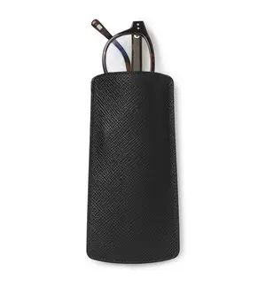 Smythson Panama Leather Glasses Case - Black