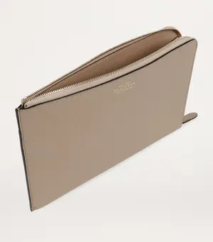 Smythson Panama Leather Slim Pouch - Beige