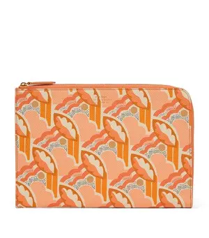 Smythson Smythson Panama Leather Slim Pouch Orange
