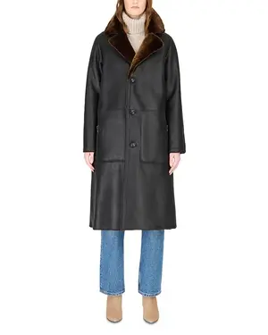 HISO Zira Reversible Shearling Coat - Macassar