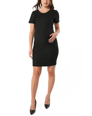 MARION Short Sleeve Maternity & Nursing Dress - Black