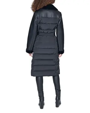 Karl Lagerfeld Paris Mixed Media Puffer Coat