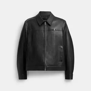COACH Heritage C Lightweight Leather Jacket - Black