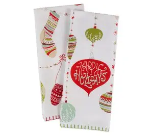 DESIGN IMPORTS Asst Xmas Trimmings Printed Kitc Hen Towel Set/2 - One-color