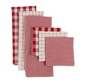 DESIGN IMPORTS Holiday Checks Kitchen Towel& Di Sh Cloth Set/6 - One-color
