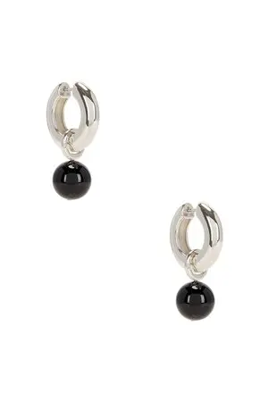 Agmes Sonia Onyx Dangle Hoop Earrings - Sterling Silver & Onyx