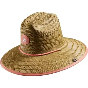 HEMLOCK HAT CO Straw Lifeguard Hat - Coral Trim