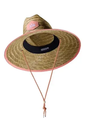 HEMLOCK HAT CO Straw Lifeguard Hat - Coral Trim