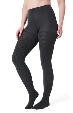 Spanx Shape™ Rib Knit Shorty Tights - Charcoal Heather