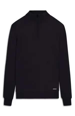 Bugatchi Merino Wool Quarter-zip Pullover - Black