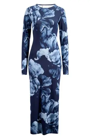 REFORMATION Tommie Long Sleeve Stretch Dress - Midnight Rose