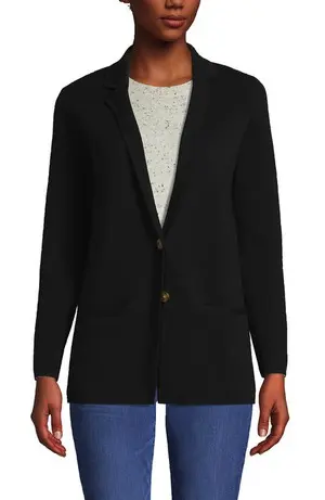 LANDS' END Fine Gauge Cotton Knit Blazer