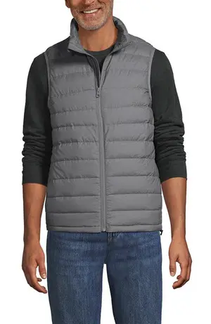 LANDS' END Wanderweight Ultralight Packable Down Vest - Mica Heather