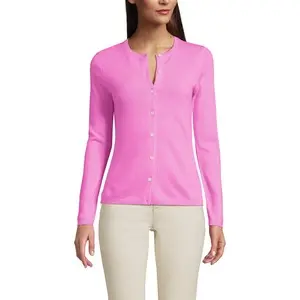 LANDS' END Lands' End Cashmere Cardigan Sweater Aster Pink