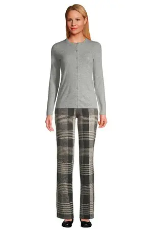 LANDS' END Cashmere Cardigan Sweater - Gray Heather
