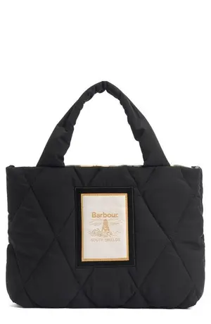 Barbour Mini Mariah Diamond Quilted Tote Bag - Black/ancient