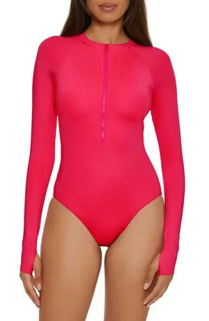 Trina Turk Half-zip Long-sleeve Rashguard
