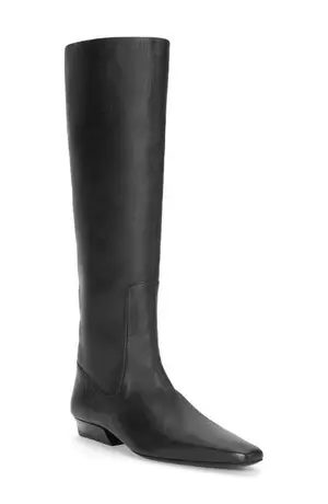 Staud Wally Flat Knee High Boots - Black