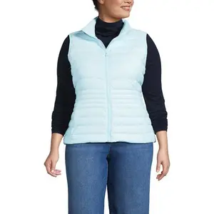 LANDS' END Wanderweight Down Vest - Soft Ice Blue