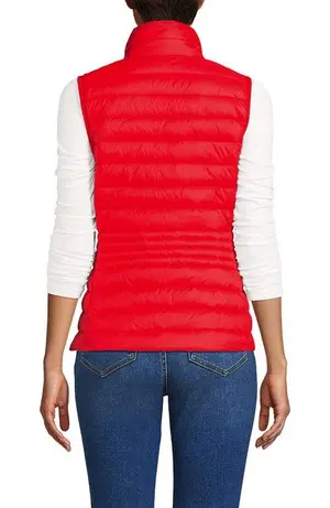 LANDS' END Wanderweight Packable Ultralight Down Vest - Bright Cherry