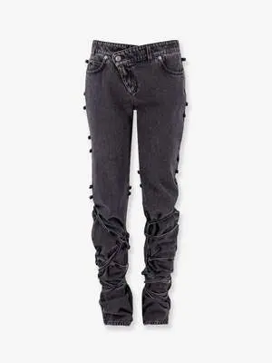 Alexander McQueen Denim Trouser With Knot Detailing