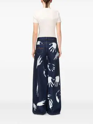 AREA Hand-print Wide-leg Jeans