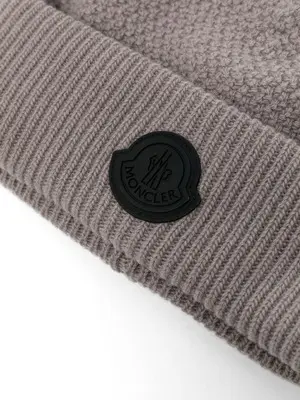 Moncler Virgin Wool Beanie - Grey