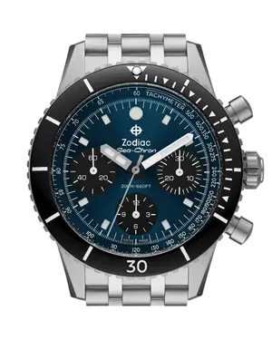 ZODIAC Sea-chron Automatic 42mm Stainless Steel Chronograph Watch - Blue/silver