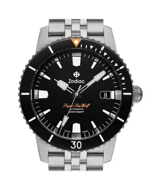 ZODIAC Compression Diver Automatic 40mm Stainless Steel Watch - Black/silver
