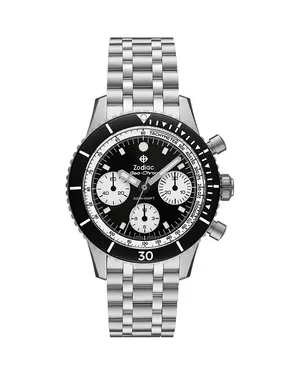 ZODIAC Sea-chron Automatic Stainless Steel Chronograph Watch - Black/silver
