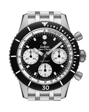 ZODIAC Sea-chron Automatic Stainless Steel Chronograph Watch - Black/silver