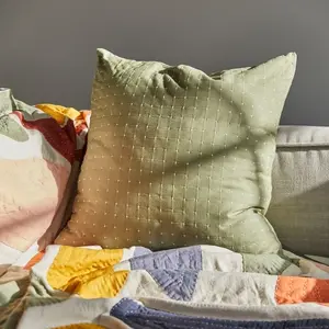 ANCHAL Cross-stitch Throw Pillow - Sage