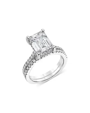 Bloomingdale'S 18k Gold Lab Grown Diamond Bridal Set 4.50 Tcw - White
