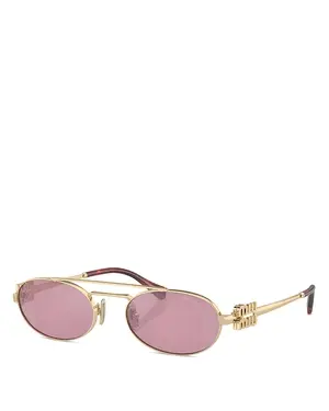 Miu Miu Oval Sunglasses 53mm - Gold/pink Mirrored Solid