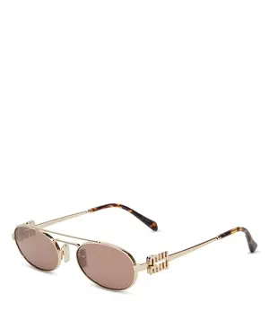 Miu Miu Oval Sunglasses 53mm Silver Mirrored