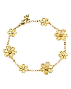 Temple St. Clair 18k Yellow Diamond Flower Chain Bracelet - Gold