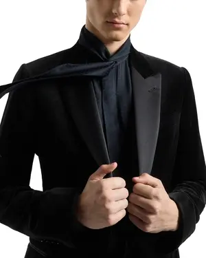 Emporio Armani Regular Fit Embossed Print And Satin Lapel Blazer