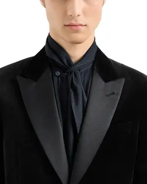 Emporio Armani Regular Fit Embossed Print And Satin Lapel Blazer