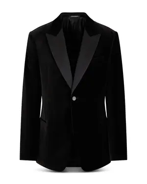 Emporio Armani Regular Fit Embossed Print And Satin Lapel Blazer