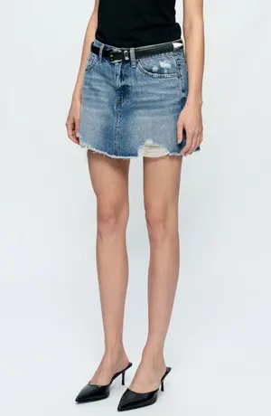 BAYEAS Anna Distressed Denim Miniskirt