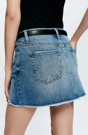BAYEAS Anna Distressed Denim Miniskirt