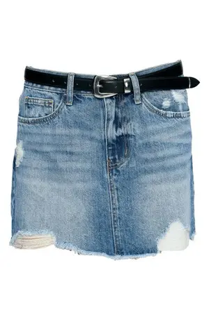 BAYEAS Anna Distressed Denim Miniskirt