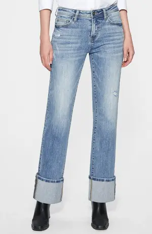 BAYEAS Flora Deep Cuff Straight Jeans - Stellar