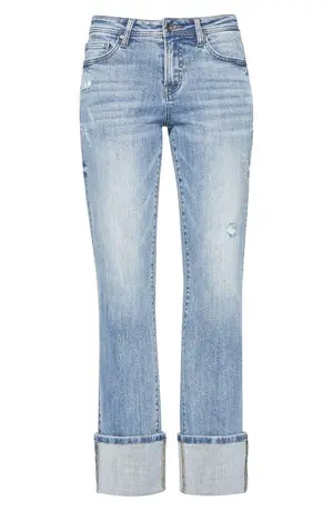 BAYEAS Flora Deep Cuff Straight Jeans - Stellar
