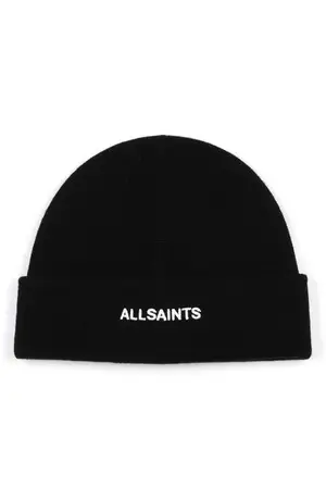 ALLSAINTS Embroidered Logo Beanie Black