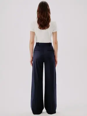 Another Tomorrow Wide Leg Suit Pant