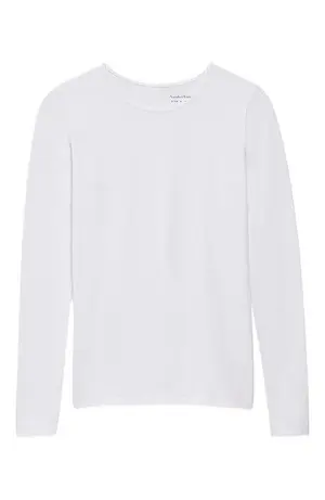 Another Tomorrow Long Sleeve Fitted Tee - White