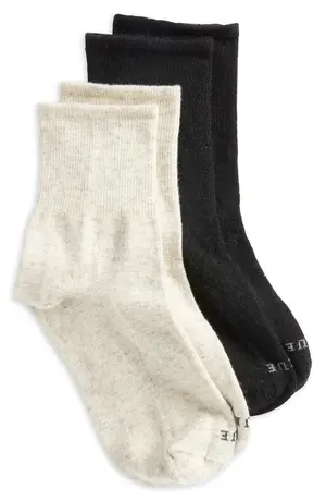 Hue 2-Pack Wool Blend Mini Crew Socks Oatmeal Pack